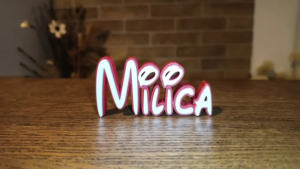 Disney Font Name Sign Milica by Fabbiotto MakerWorld: Download Free 3D ...