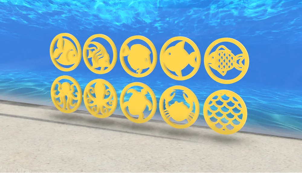 Sea Life Coasters Set - 10 Coasters by JF-699 - MakerWorld