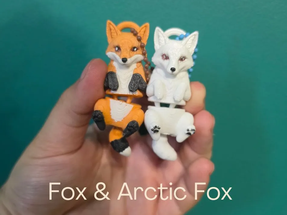 Fox & Arctic Fox - Articulated Animal Keychain - Free 3D Print Model ...