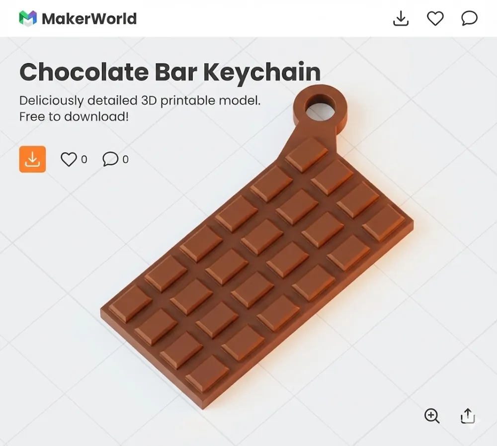 Chocolate Bar Keychain | Zero Calories - Free 3D Print Model - MakerWorld
