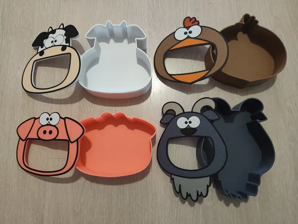 Farm feeding boxes + chick and sheep - Free 3D Print Model - MakerWorld