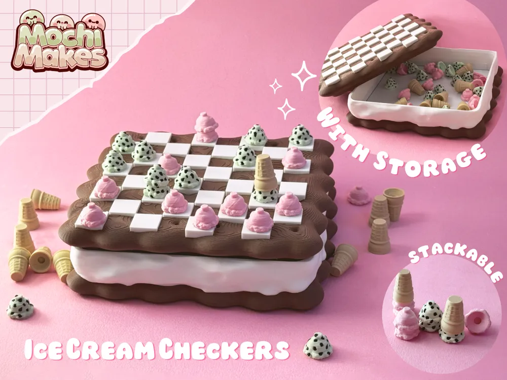 Ice Cream Checkers by Mochi Makes MakerWorld: Download Free 3D Models