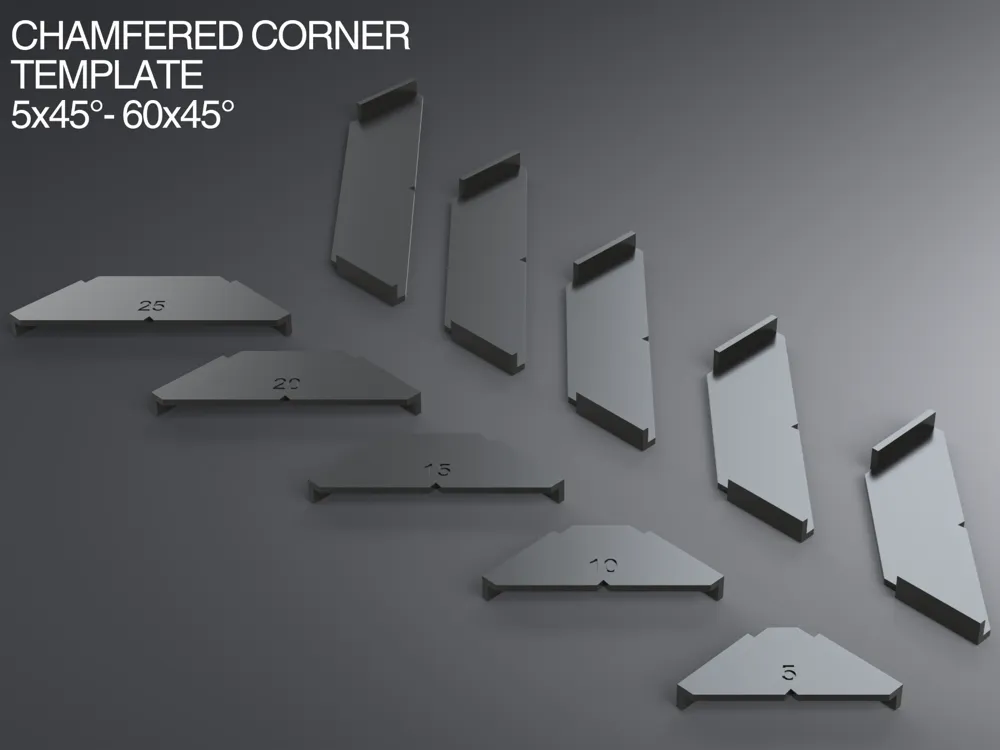 Chamfered Corner Templates 5x45°- 60x45° by Tycho Design - MakerWorld