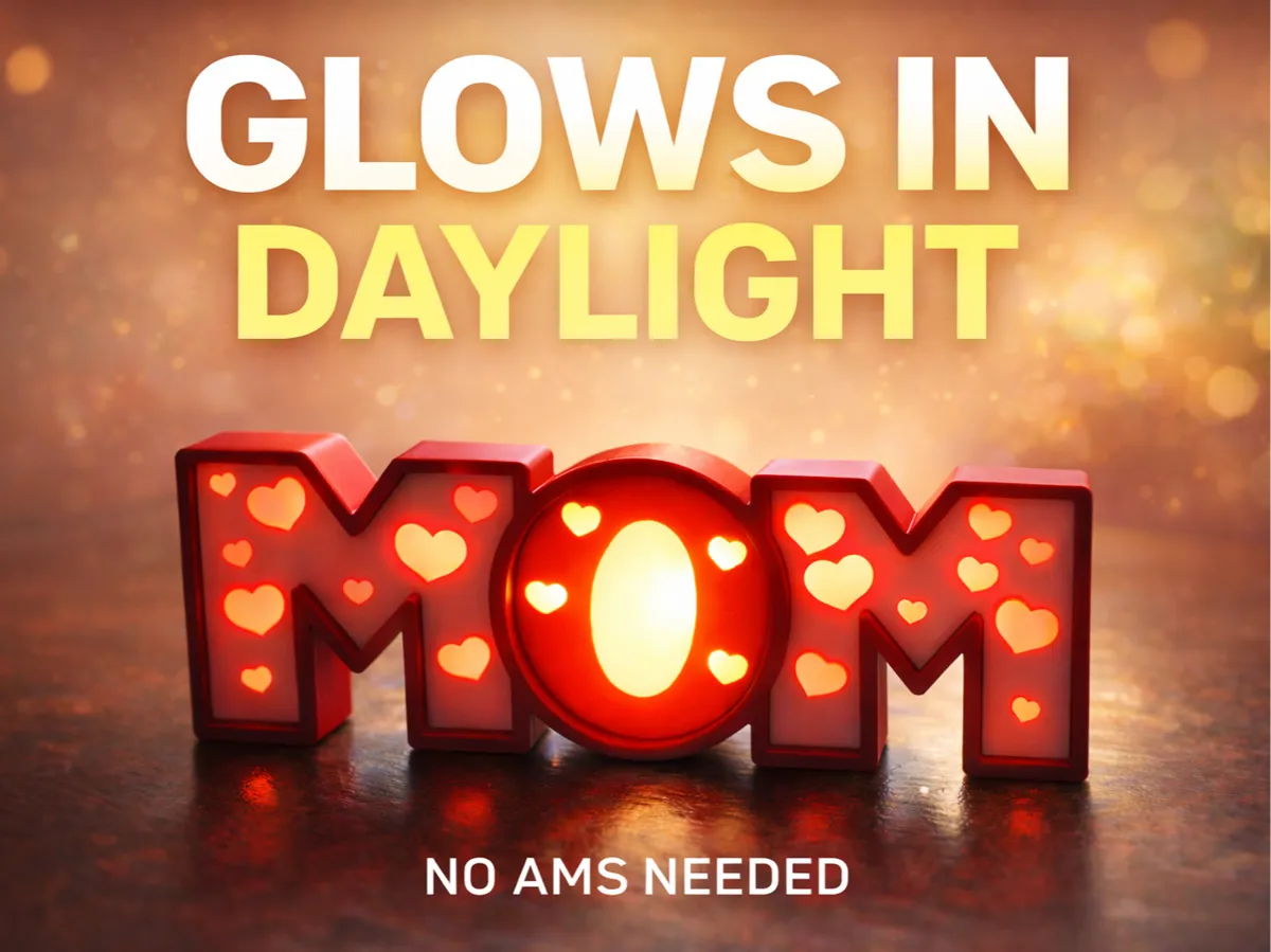 MOM Sign Gift That Glows with Daylight (No AMS) - Free 3D Print Model ...