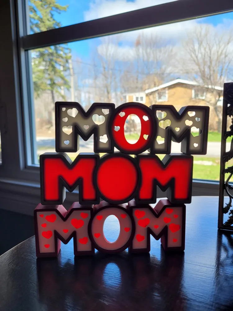 MOM Sign Gift That Glows with Daylight (No AMS) - Free 3D Print Model ...