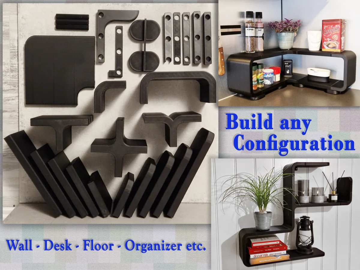 Modular Shelf for Wall / Floor / Desk - Free 3D Print Model - MakerWorld