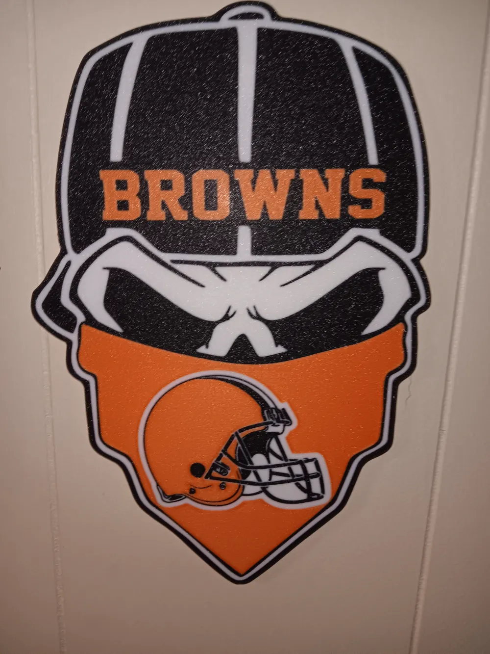 Cleveland Browns Skull and Bandana Wall Decor by AmishAtlas Designs - MakerWorld