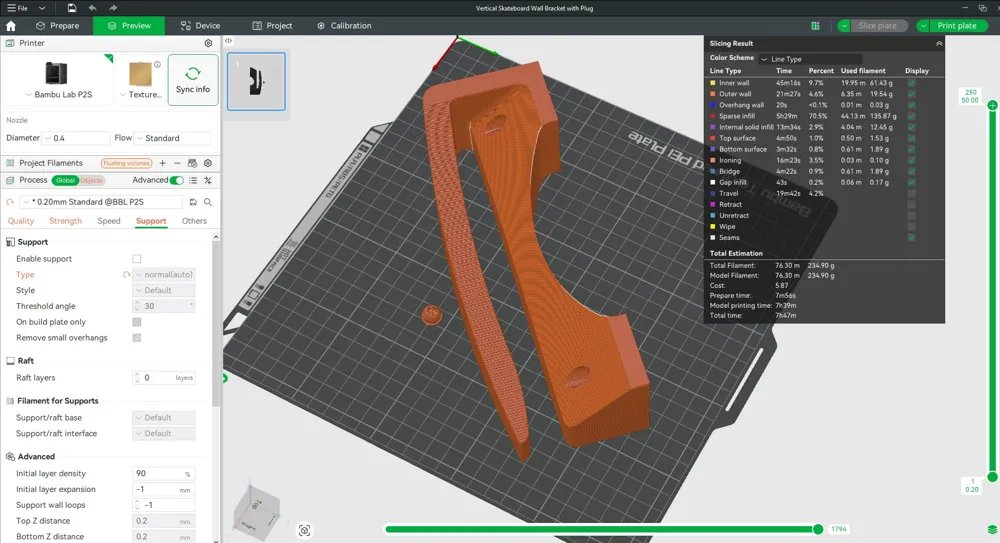 Skateboard vertically oriented wall mount bracket - Free 3D Print Model ...