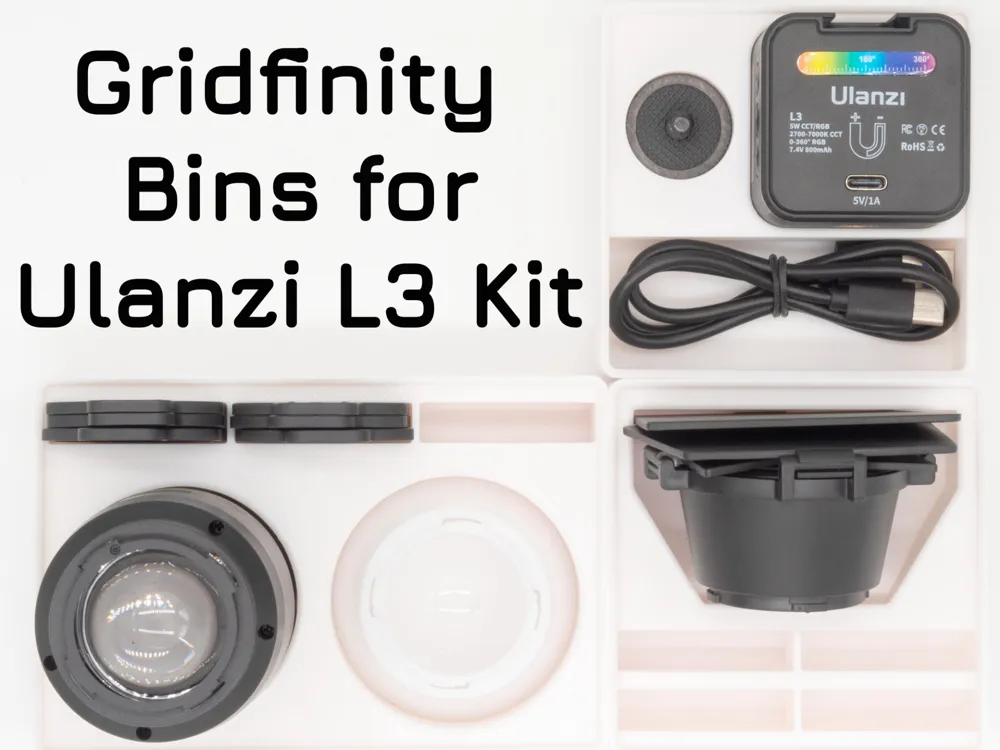 Gridfinity Bin / Holder For Ulanzi L3 LED Kit by Leif3D - MakerWorld