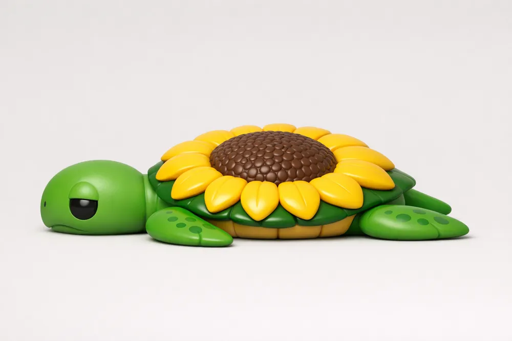 Cute Flexi Sunflower Turtle - Free 3D Print Model - MakerWorld