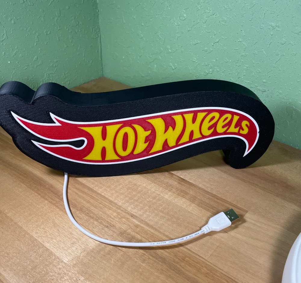 Hot Wheels Logo Light Box - Free 3D Print Model - MakerWorld