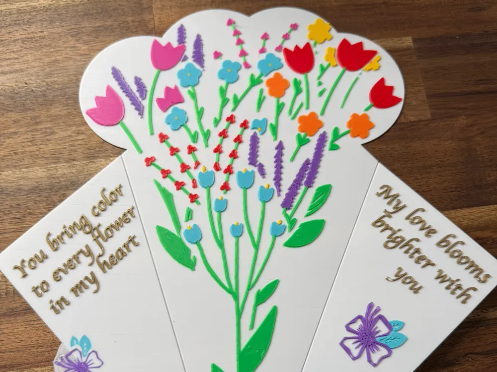Foldable Flower Bouquet Card (TikTok Trend) - Free 3D Print Model ...