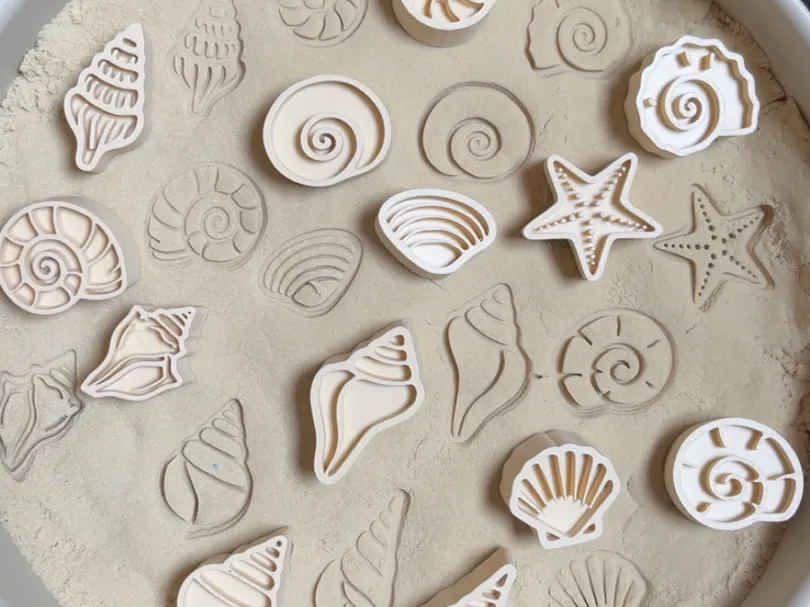 Shell stamps sensory play - Free 3D Print Model - MakerWorld