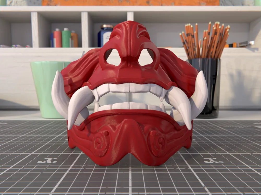 Oni Mask (Samurai Mask) #3 - Free 3D Print Model - MakerWorld