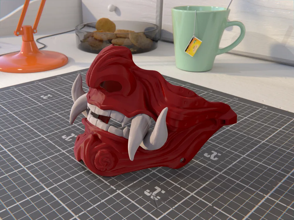 Oni Mask (Samurai Mask) #3 - Free 3D Print Model - MakerWorld