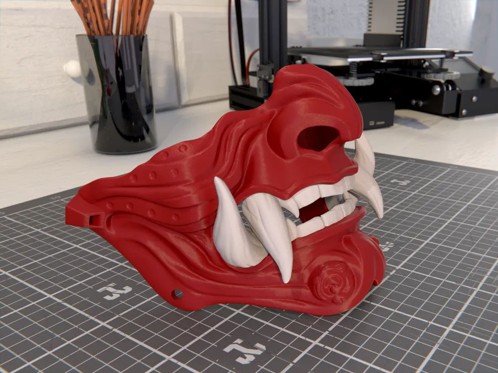 Oni Mask (Samurai Mask) #3 - Free 3D Print Model - MakerWorld