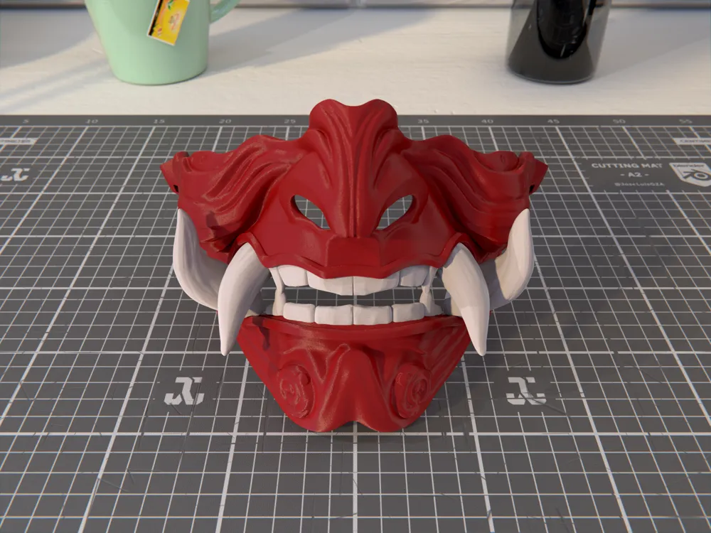 Oni Mask (Samurai Mask) #3 - Free 3D Print Model - MakerWorld