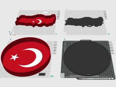 Lightbox-Turkey Round Shield Support-free Multicolor - Free 3D Print ...