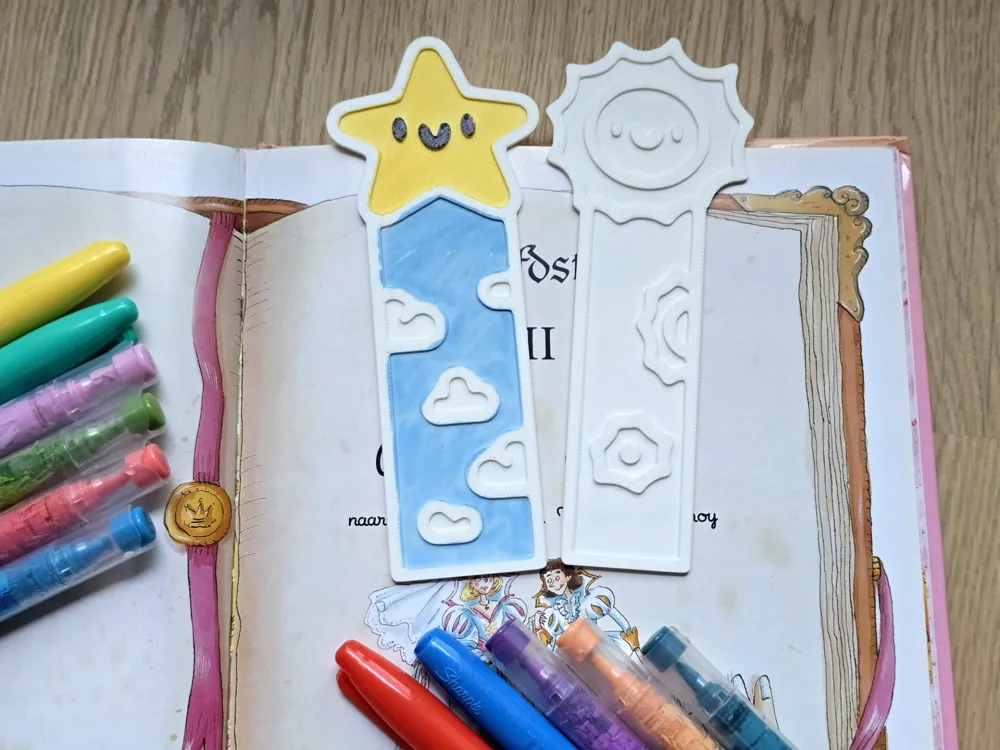Star Sun Clouds Bookmark Coloring Craft - Free 3D Print Model - MakerWorld