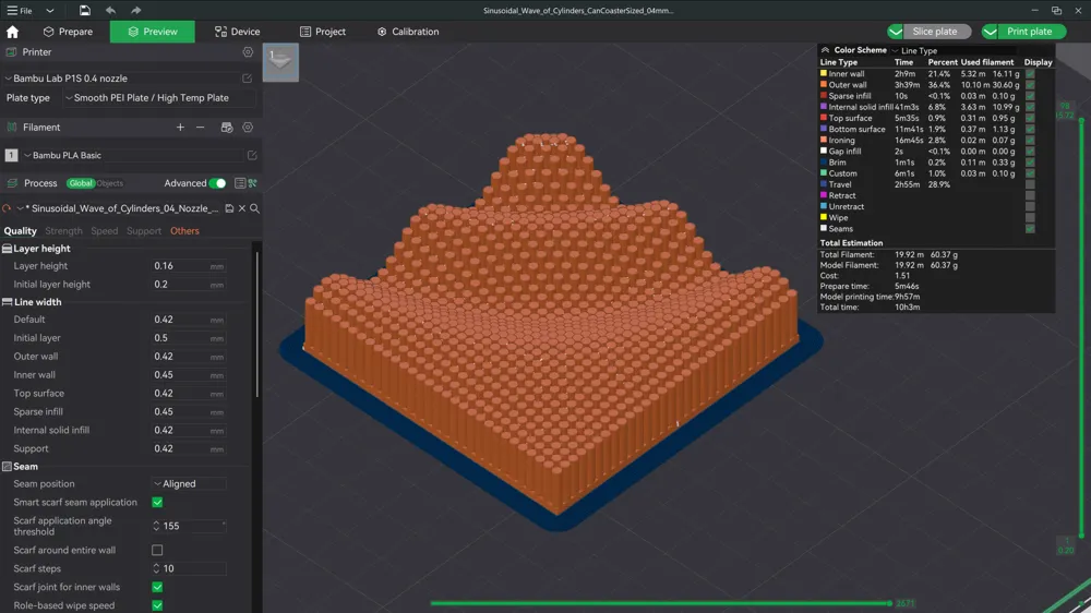 Sinusoidal Wave of Cylinders by Endless Design Lab 🌀 MakerWorld ...