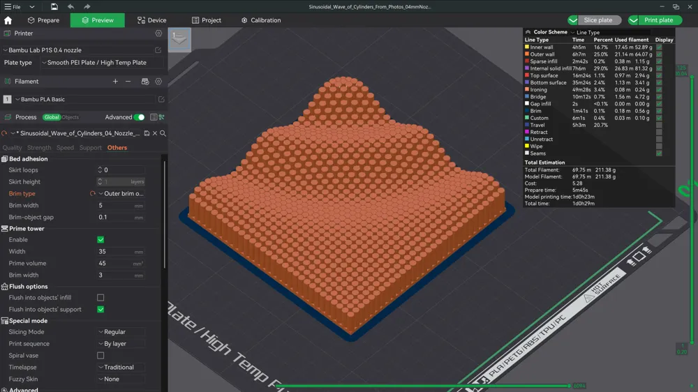 Sinusoidal Wave of Cylinders by Endless Design Lab 🌀 MakerWorld ...