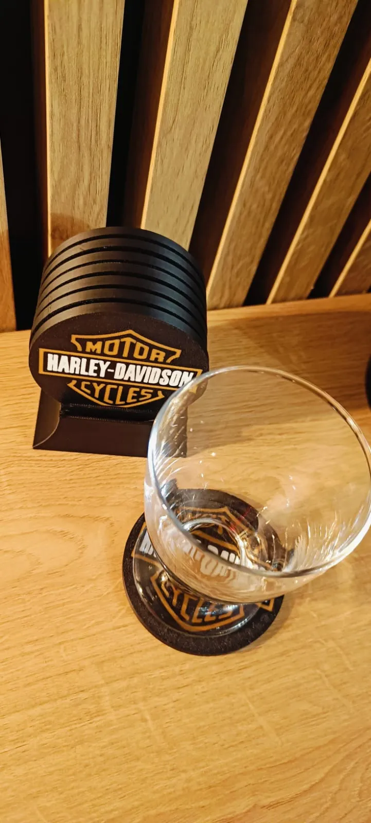 cup coaster Harley Davidson - Free 3D Print Model - MakerWorld