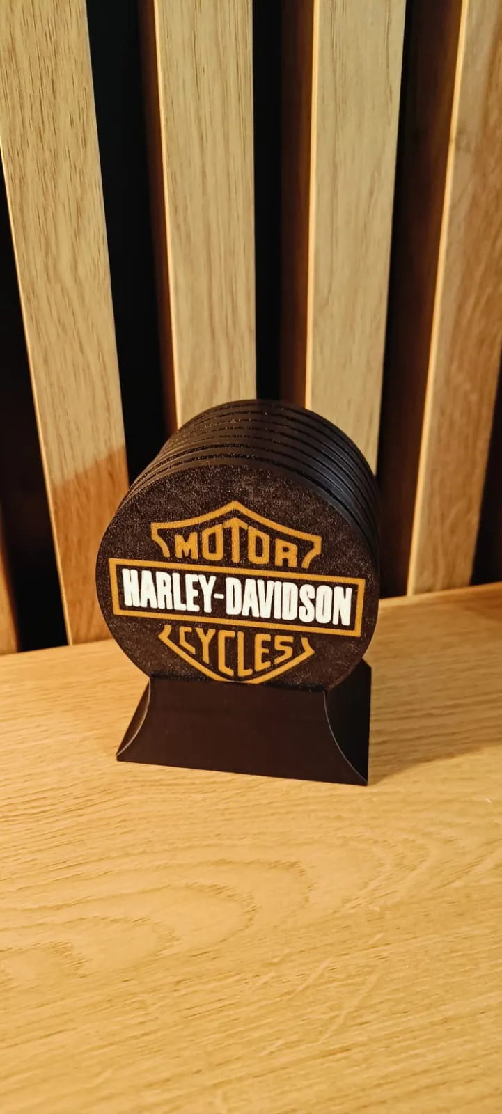 cup coaster Harley Davidson - Free 3D Print Model - MakerWorld