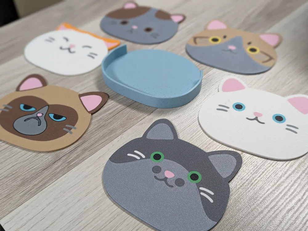 Cat Coasters - Free 3D Print Model - MakerWorld