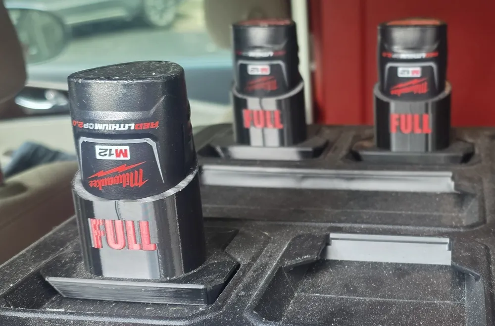 M12 Packout Battery holder with Full/Empty Labels - Free 3D Print Model ...