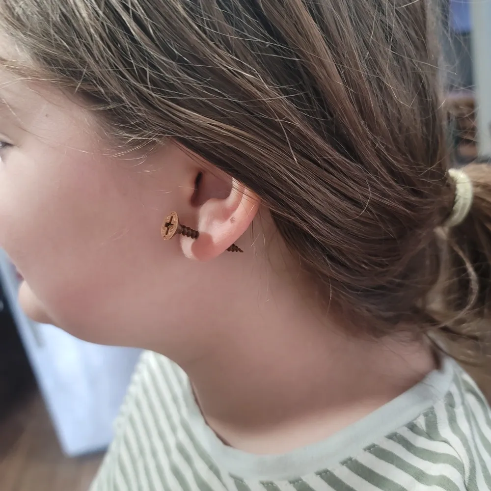 Scary Screw Earing With Staple Stud (Halloween contest) by ...