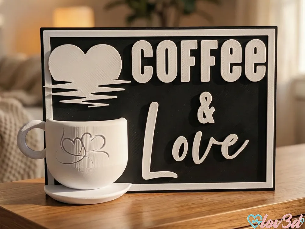 Self-Standing 3D Card "Coffee & Love" - Free 3D Print Model - MakerWorld