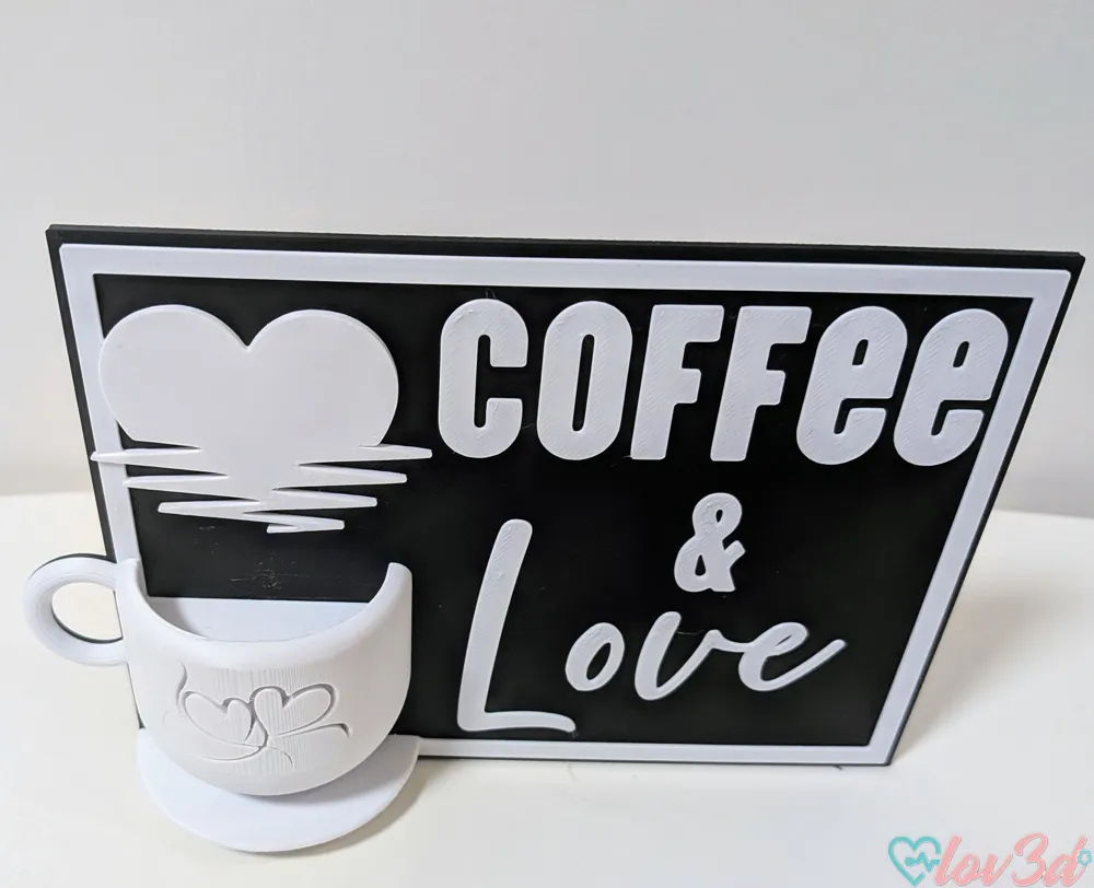 Self-Standing 3D Card "Coffee & Love" - Free 3D Print Model - MakerWorld