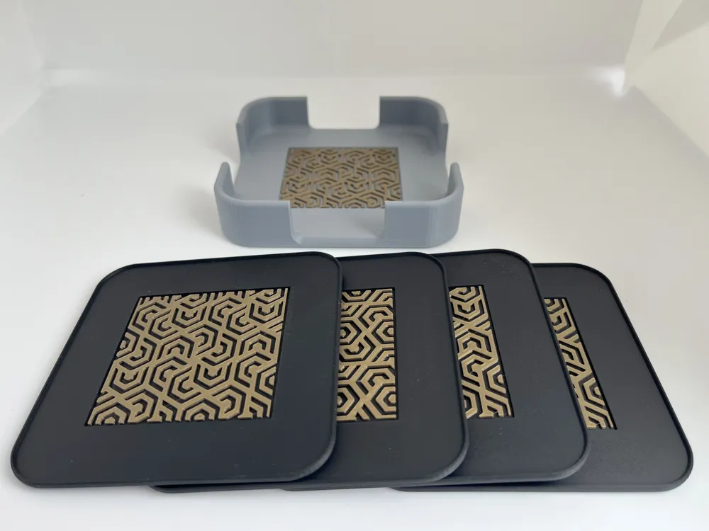 Modern Geometric Coaster Set - Free 3D Print Model - MakerWorld