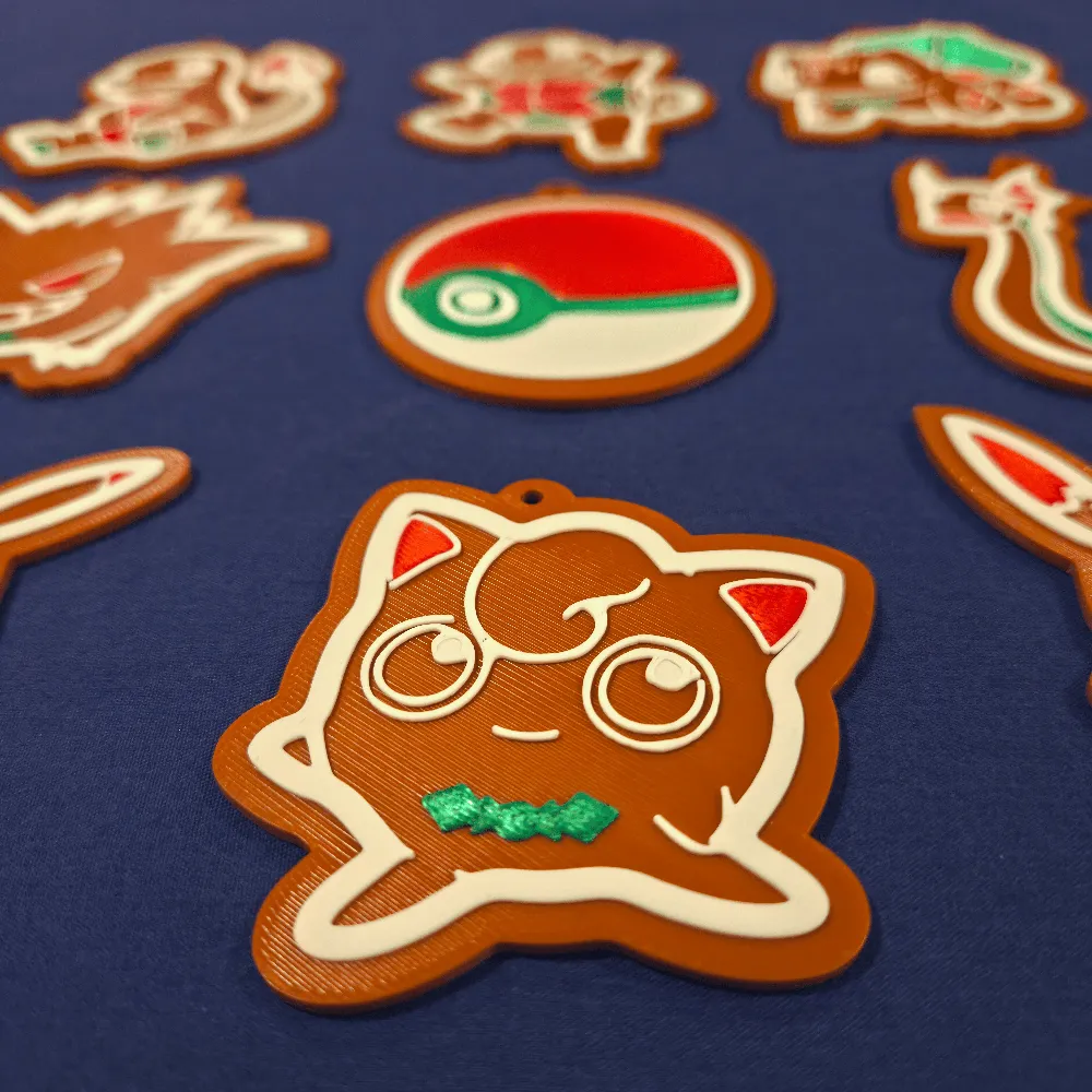 Gingerbread Pokémon Christmas ornaments - Free 3D Print Model - MakerWorld