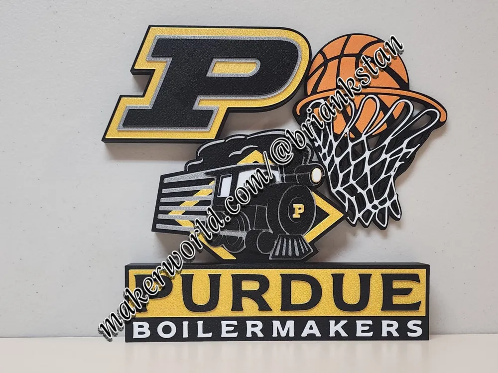 Purdue Boilermakers Basketball Desk / Wall Display - Free 3D Print ...