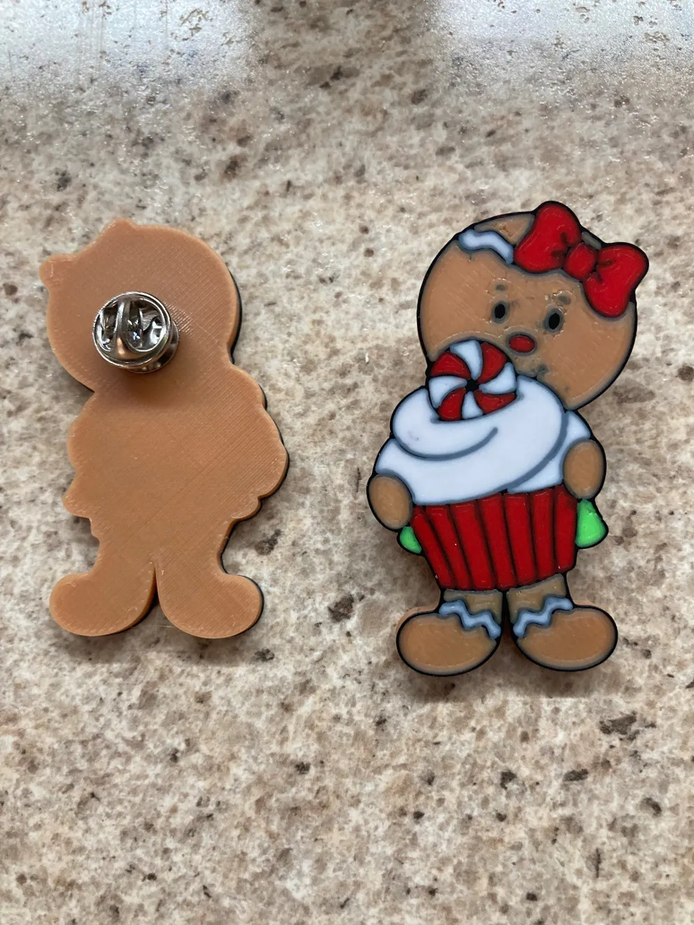 Gingerbread girl holding cupcake pin by etribke - MakerWorld