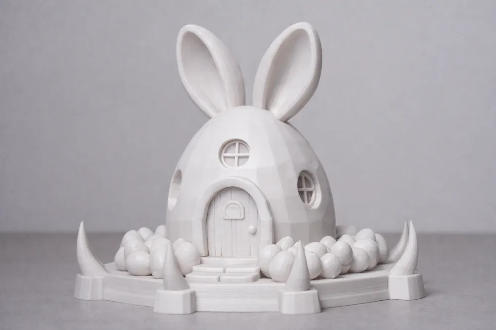 Easter bunny house with eggs - Free 3D Print Model - MakerWorld