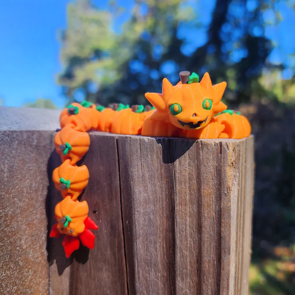 Articulated Long Pumpkin Dragon, Fits A1 Mini - Free 3D Print Model ...