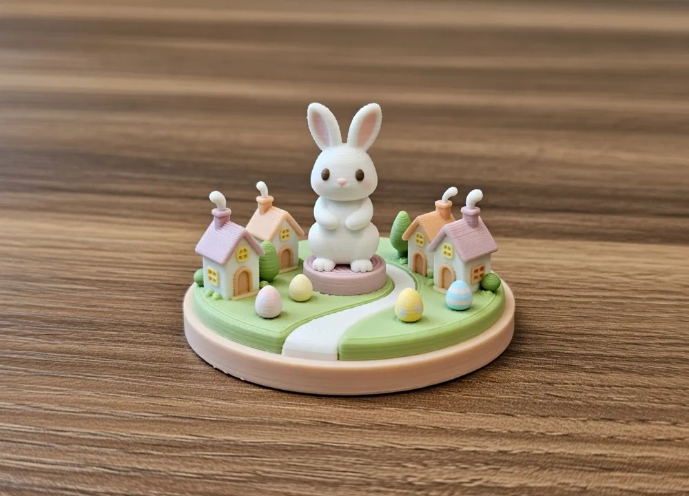 Easter Bunny Village Square Sculpture - Free 3D Print Model - MakerWorld