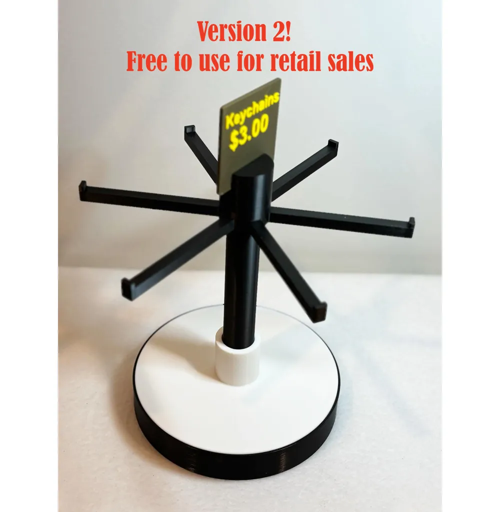 Spinning keychain display stand customizable V2! - Free 3D Print Model ...