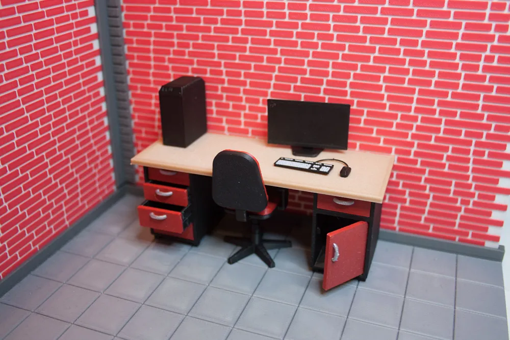 Miniature Computer Desk for diorama, scale 1:18 - Free 3D Print Model ...