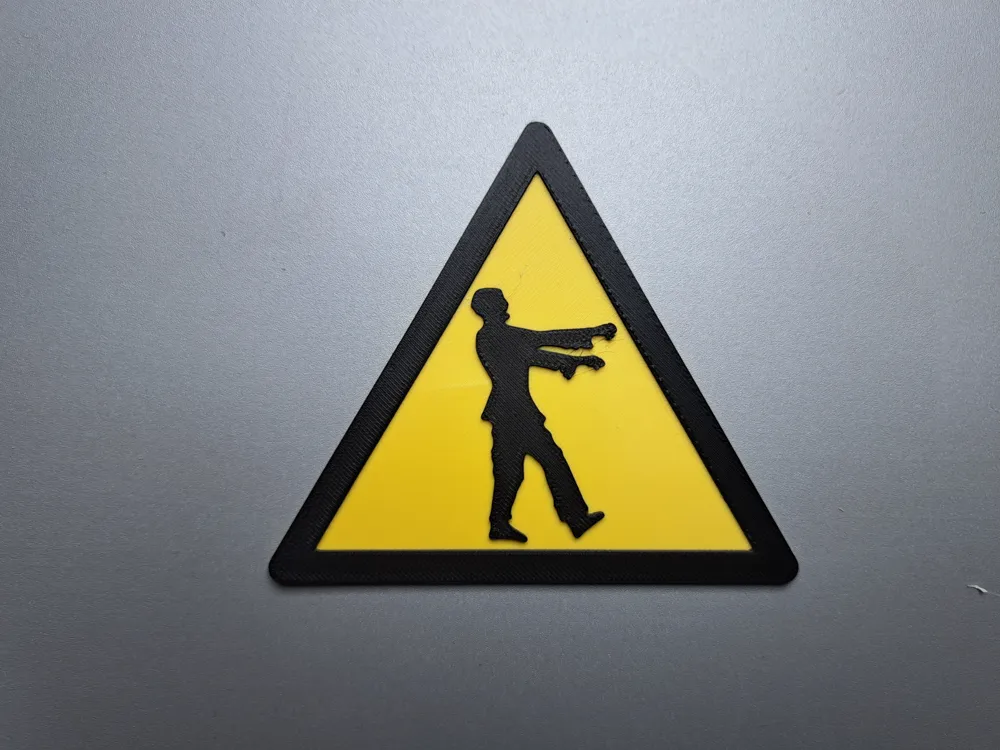 Zombie Warning Sign (ISO 7010 Style) by Drunken Monkey - MakerWorld