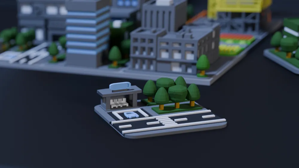 Mini Bus Stop Street Diorama - Modular Tile - Free 3D Print Model ...