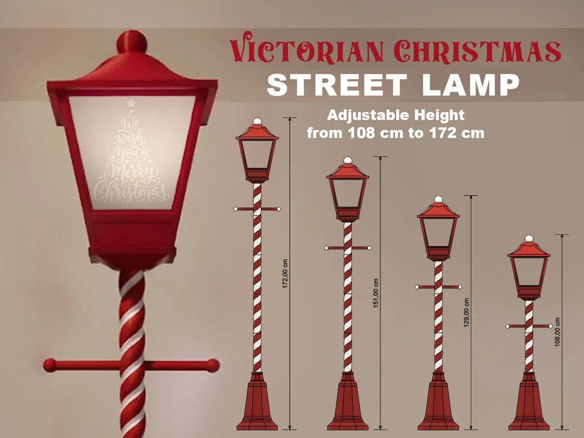 Victorian Christmas Street Lamp Candy Cane Lantern - Free 3D Print ...