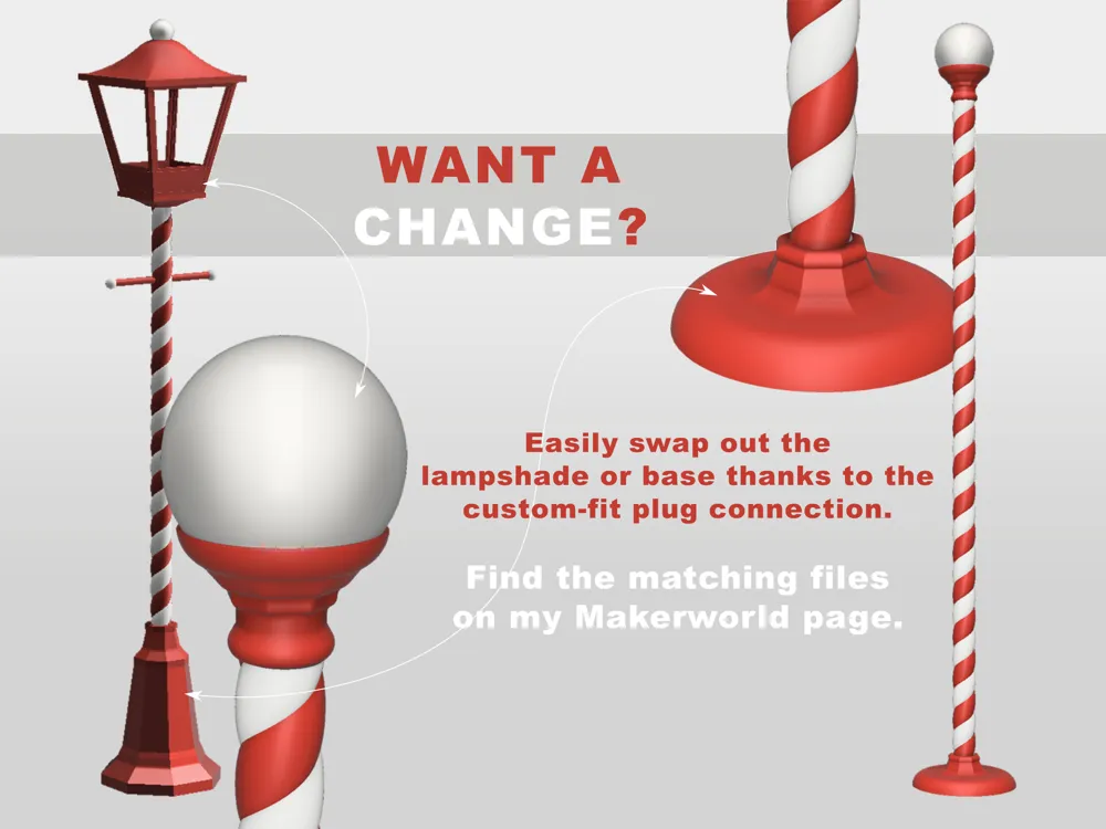 Victorian Christmas Street Lamp Candy Cane Lantern - Free 3D Print ...