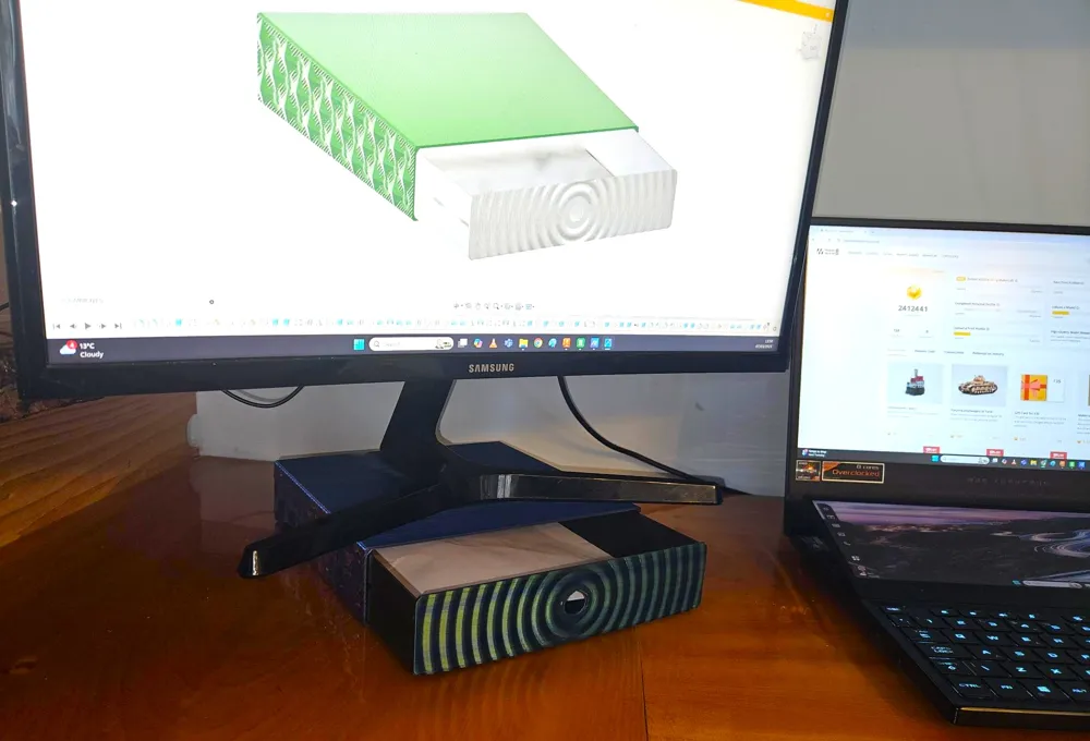 Geometric design, square Monitor Riser and drawer - Free 3D Print Model ...