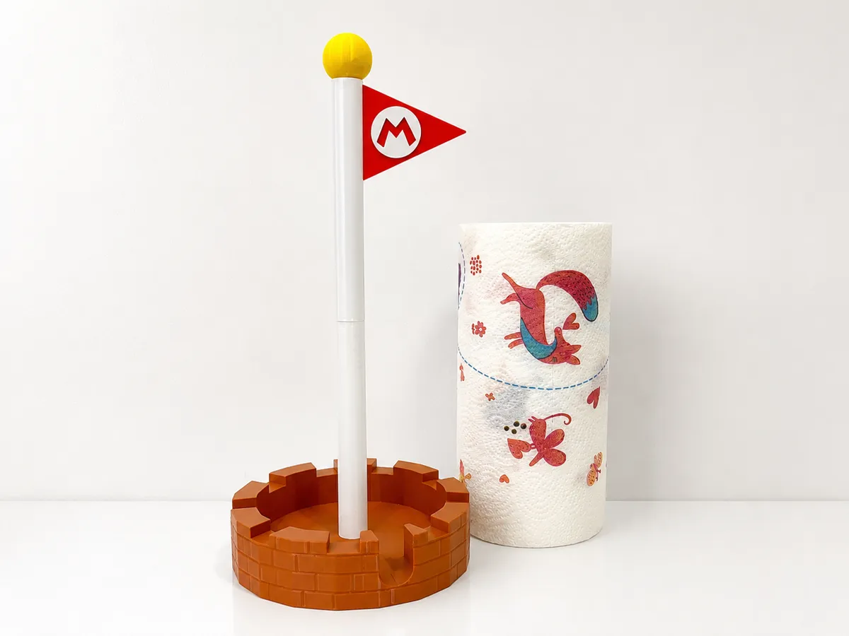 Super Mario flag tower | roll holder - Free 3D Print Model - MakerWorld