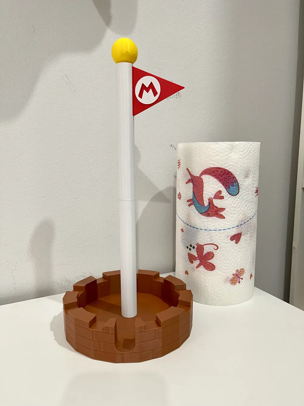 Super Mario flag tower | roll holder - Free 3D Print Model - MakerWorld