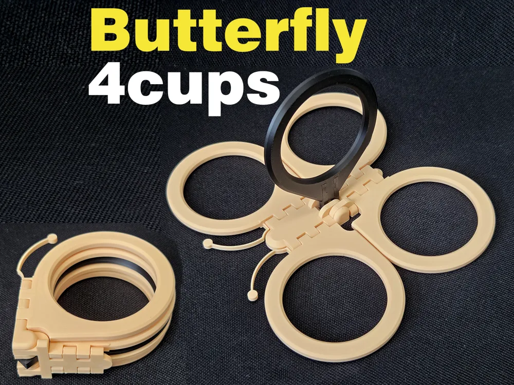 Butterfly 4Cups Carrier foldable - Free 3D Print Model - MakerWorld
