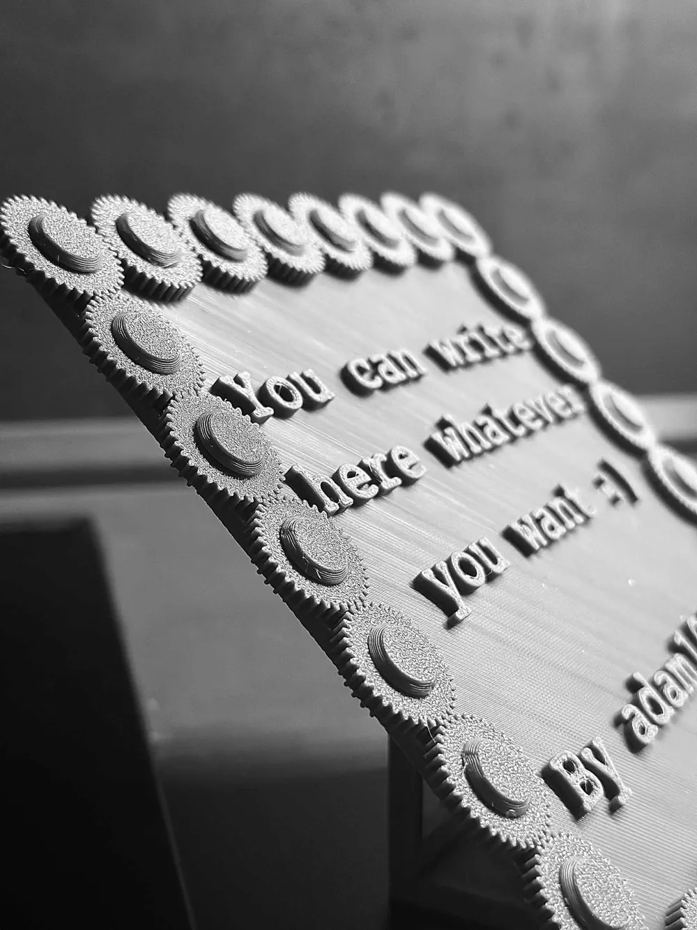 Rotating Gear Nameplate by adam10482 MakerWorld: Download Free 3D Models